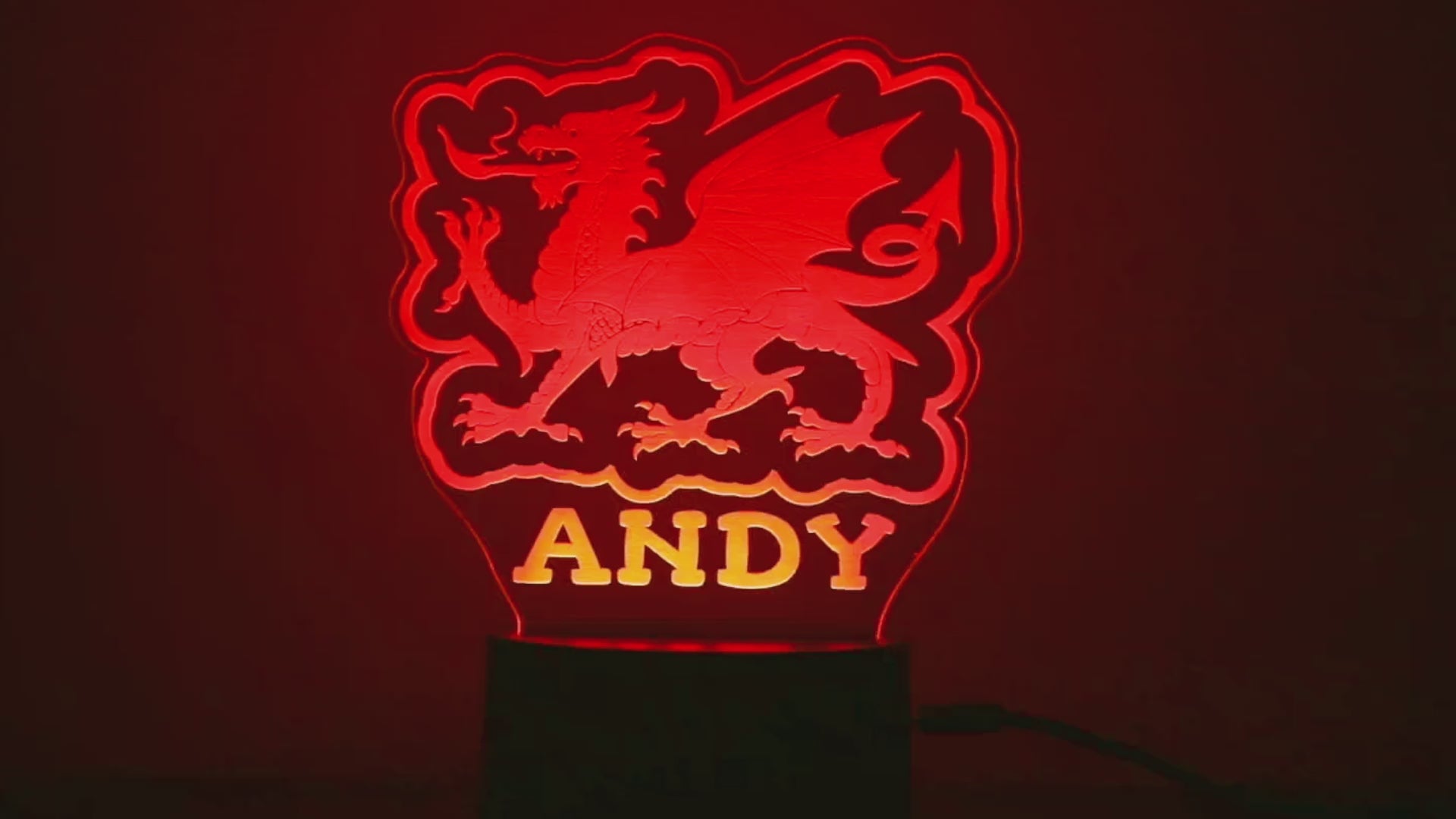 Welsh Dragon Personalised LED Light – Lively Lazer